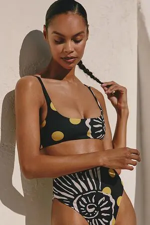 CALA DE LA CRUZ Berenice Bikini Top - Black Pattern