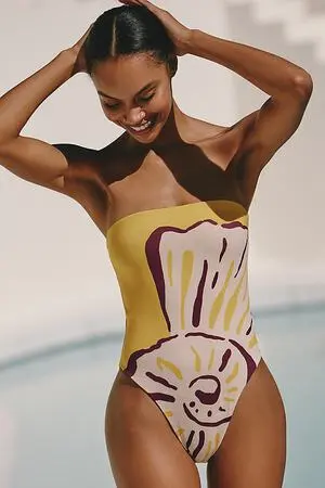 CALA DE LA CRUZ Lore One-piece Swimsuit - Yellow Pattern