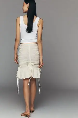 MUSE ASSEMBLY Ruched Cotton Mini Skirt With Tiered Hem