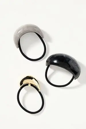 Anthropologie Resin Pony Cuff Hair Ties, Set Of 3 - Black