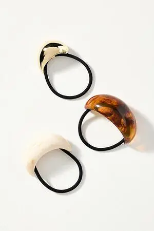 Anthropologie Resin Pony Cuff Hair Ties, Set Of 3 - Brown