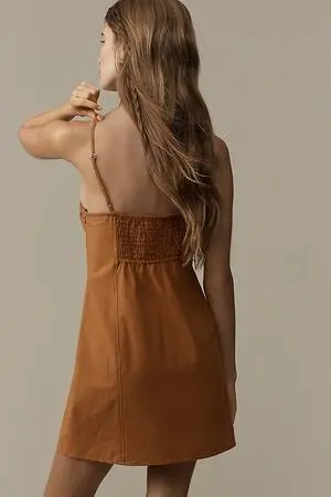 Anthropologie Cotton Linen Tie-front Mini Dress