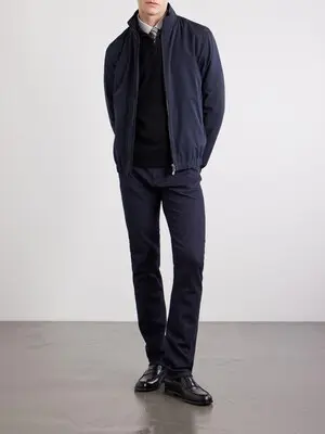 Thom Sweeney Shell Bomber Jacket - Blue