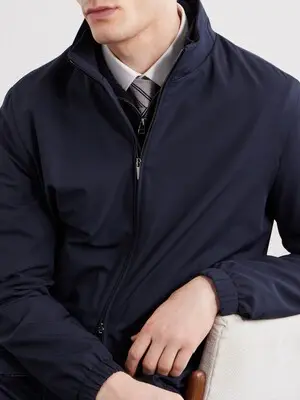 Thom Sweeney Shell Bomber Jacket - Blue