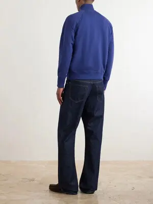DRAKE'S Cotton-jersey Half-zip Sweater