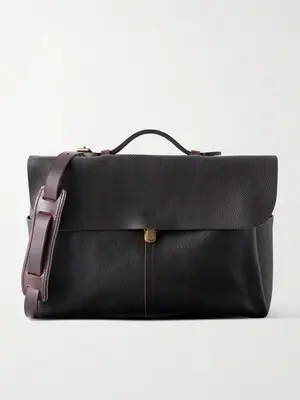 BLEU DE CHAUFFE Charles Full-grain Leather Briefcase - Brown