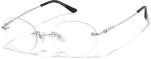 Zenni Oval Rimless Flex Titanium Eyeglasses Frame - Silver
