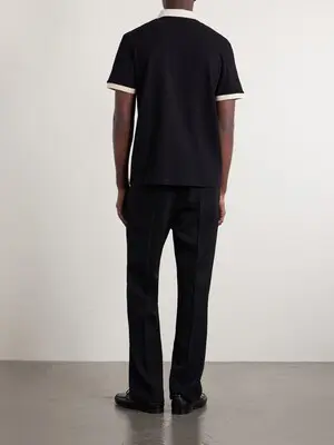Valentino Garavani Vgold Cotton-piqué Polo Shirt - Black