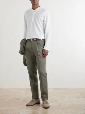 Brunello Cucinelli Linen And Cotton-blend Henley T-shirt