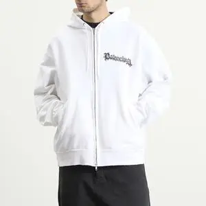 Balenciaga Metal Merch Oversized Zip-up Hoodie - White