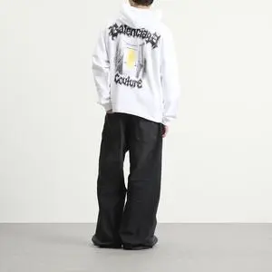 Balenciaga Metal Merch Oversized Zip-up Hoodie - White