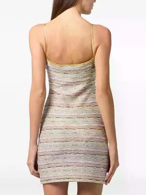 Philipp Plein Square Neck Mini Dress With Striped Logo Appliqu
