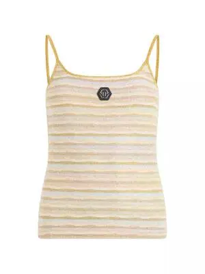Philipp Plein Striped Logo Patch Tank Top