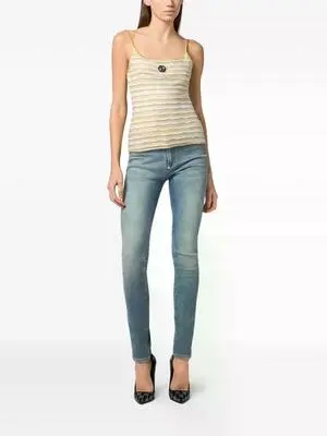 Philipp Plein Striped Logo Patch Tank Top