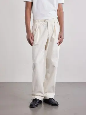 Hartford Straight-leg Pleated Cotton Woven Trousers