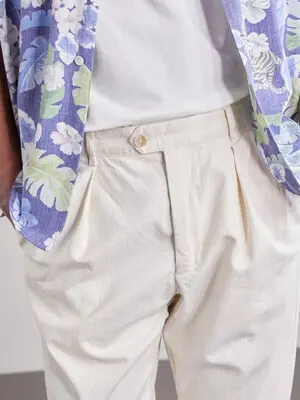 Hartford Straight-leg Pleated Cotton Woven Trousers