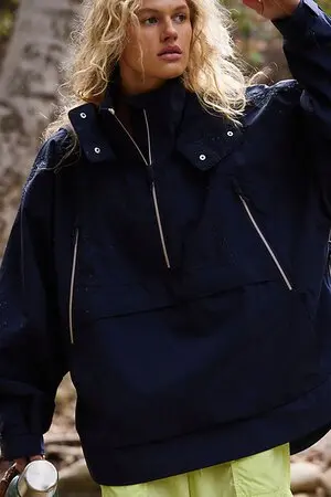 Free People Packable Waterproof Pullover Midnight Navy