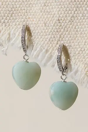 FYB JEWELRY Sculptural Freshwater Pearl Drop Hoop Earrings Amazonite/silver