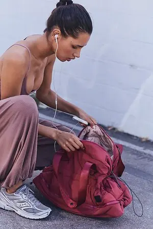 Free People Cinched Up Puffy Bowler Duffle Bag - Brick
