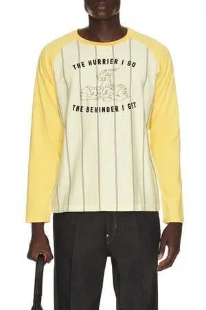 BODE Summertime Stripe Baseball Tee In Mustard
