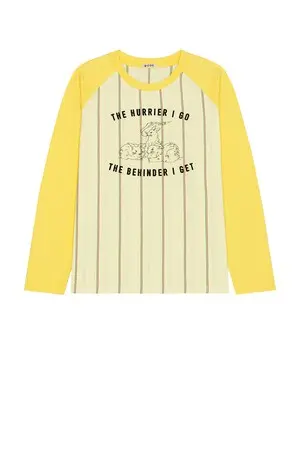 BODE Summertime Stripe Baseball Tee In Mustard