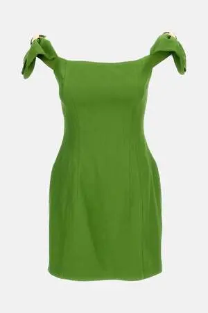 Elisabetta Franchi Linen-blend Mini Dress - Green