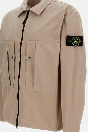 Stone Island Overshirt With Zip - Beige