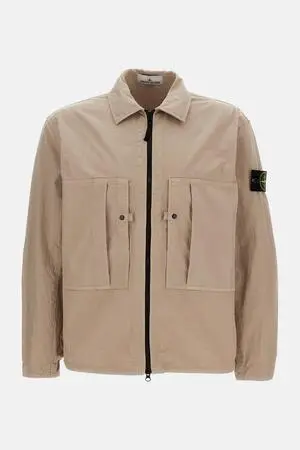 Stone Island Overshirt With Zip - Beige