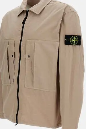 Stone Island Overshirt With Zip - Beige