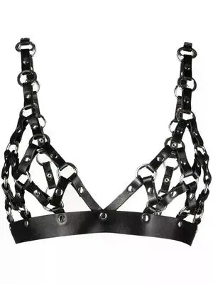 Roberto Cavalli Leather Harness Top - Black
