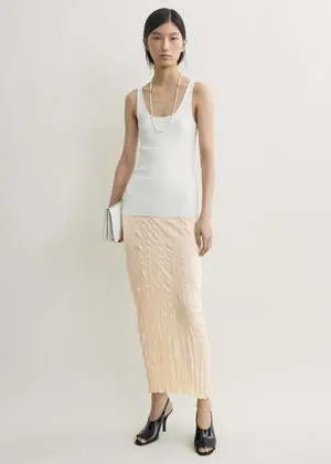 TOTEME Crinkled Knit Skirt Beige