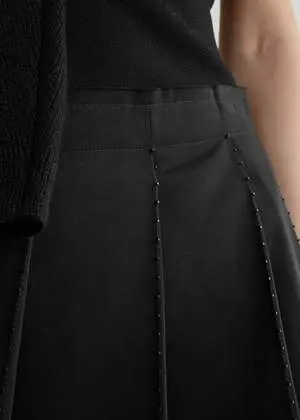 TOTEME Beaded Pleated Skirt - Black