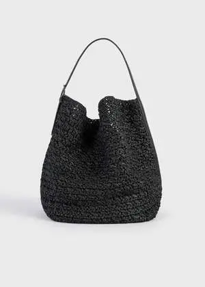 TOTEME Belted Paper Raffia Tote - Black