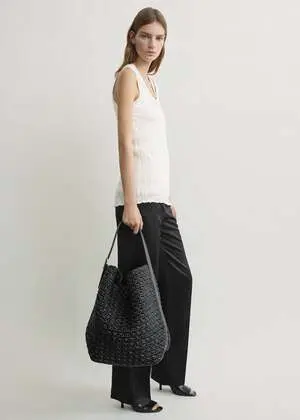 TOTEME Belted Paper Raffia Tote - Black
