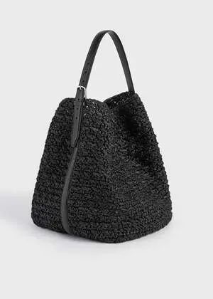 TOTEME Belted Paper Raffia Tote - Black