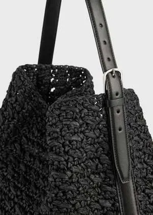TOTEME Belted Paper Raffia Tote - Black