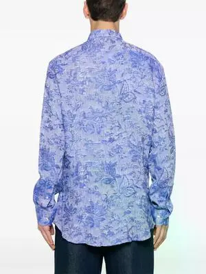 Etro Floral-print Slub-texture Shirt