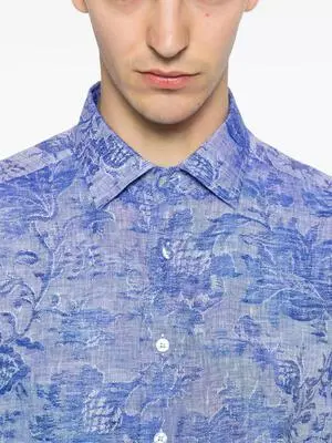 Etro Floral-print Slub-texture Shirt