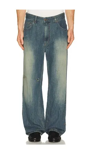 We11Done Piercing Detail Denim Jeans - Blue