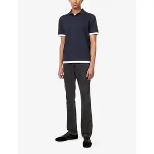 7 For All Mankind Double-layer Collared Cotton Polo Top