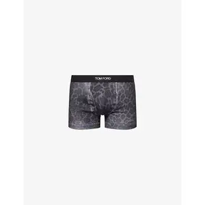TOM FORD Cheetah-print Stretch-cotton Boxer Briefs M Ink