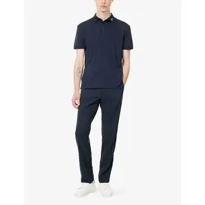 J. Lindeberg Kv Logo-embroidered Woven Polo Shirt - Navy