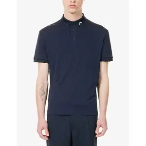 J. Lindeberg Kv Logo-embroidered Woven Polo Shirt - Navy