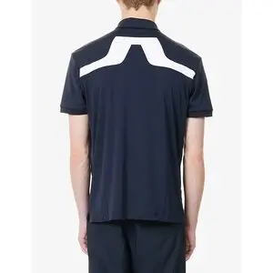 J. Lindeberg Kv Logo-embroidered Woven Polo Shirt - Navy