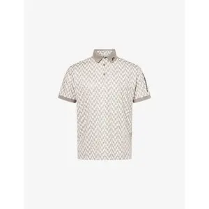 J. Lindeberg Tour Tech-print Woven Polo Shirt