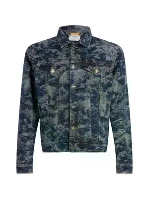 Philipp Plein Skull Print Denim Trucker Jacket
