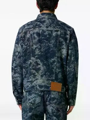 Philipp Plein Skull Print Denim Trucker Jacket