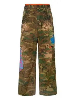 Dsquared2 Camouflage-pattern Cargo Trousers With Studded Embellishments
