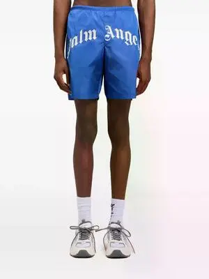 Palm Angels Curved Logo Swimshorts - Blue