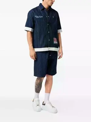 Philipp Plein Pinstriped Denim Shorts